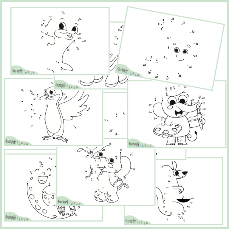 Prik til prik-opgaver med tallene 1-20 for børn • finurligefif.dk