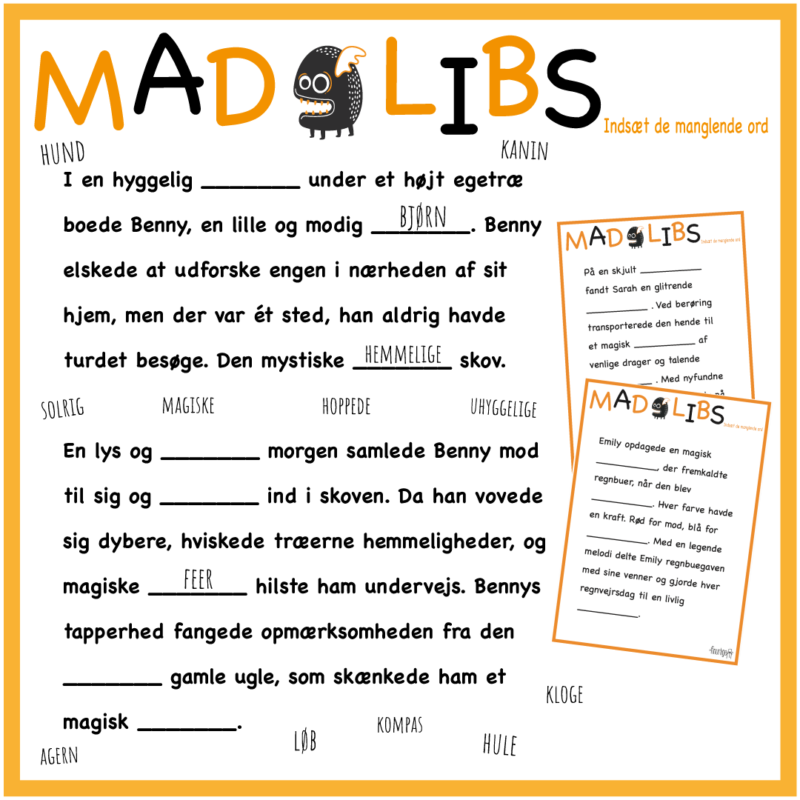Mad Libs for børn: Sjov sprogtræning og kreativ Leg • finurligefif.dk